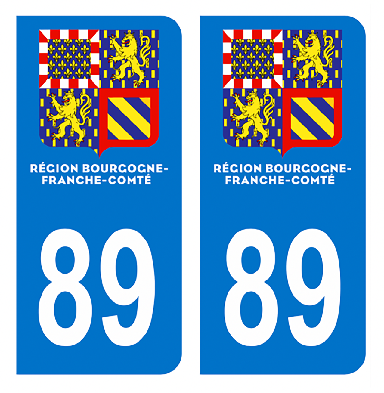 Autocollants Plaque d'immatriculation département 89 Yonne